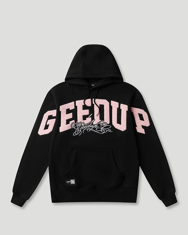 Team Logo Script Hoodie Black/Dusty Pink – Geedup Co. US