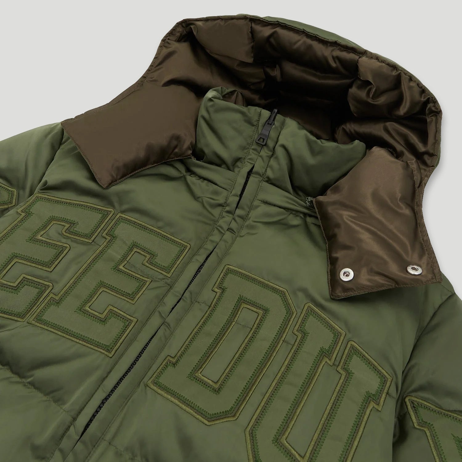 Team Logo Reversible Duck Down Jacket Khaki/Olive – Geedup Co. US
