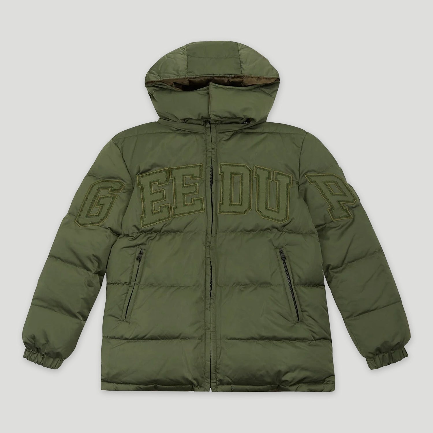 Team Logo Reversible Duck Down Jacket Khaki/Olive – Geedup Co. US